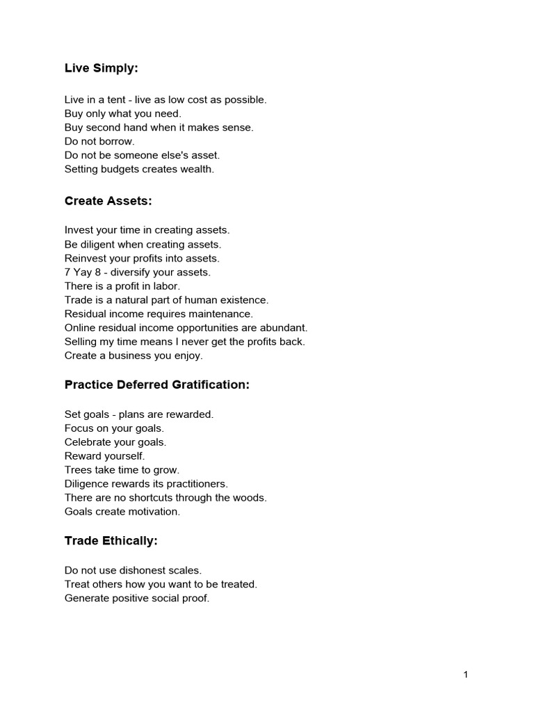 List of Entrepreneurial Principles PDF | PDF | Wealth | Income