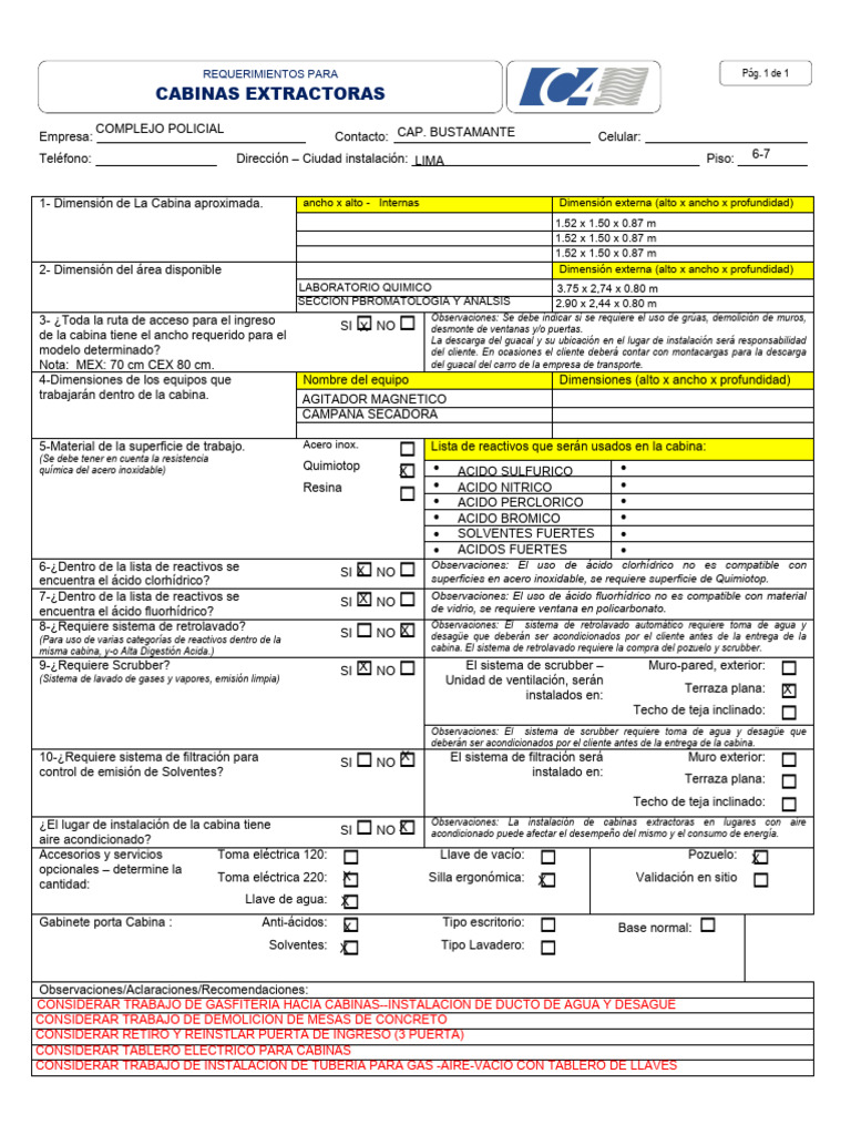 Toma Datos Cabinas Extractoras C4 1 | PDF | Ventilación (Arquitectura)