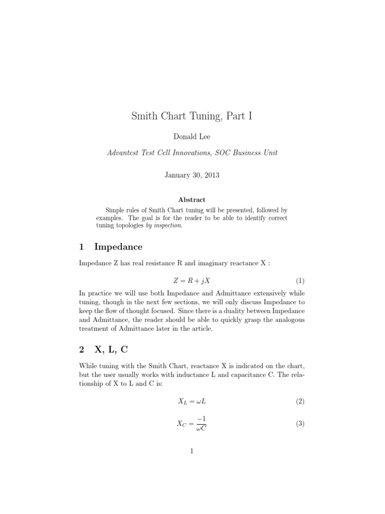 Smith Chart Tuning, Part 1 | Download Free PDF | Electrical Impedance | Speed Of Light