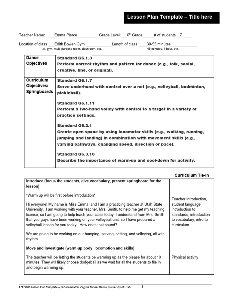 Thea 3320 Lesson Plan | PDF | Teachers | Lesson Plan