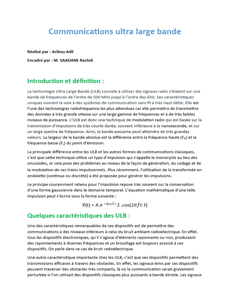 Introduction ULB | PDF | Ultra wideband | Électrotechnique
