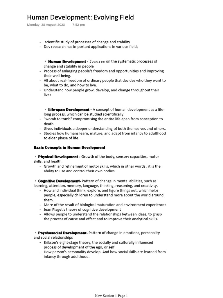 Human Development Evolving Field | PDF
