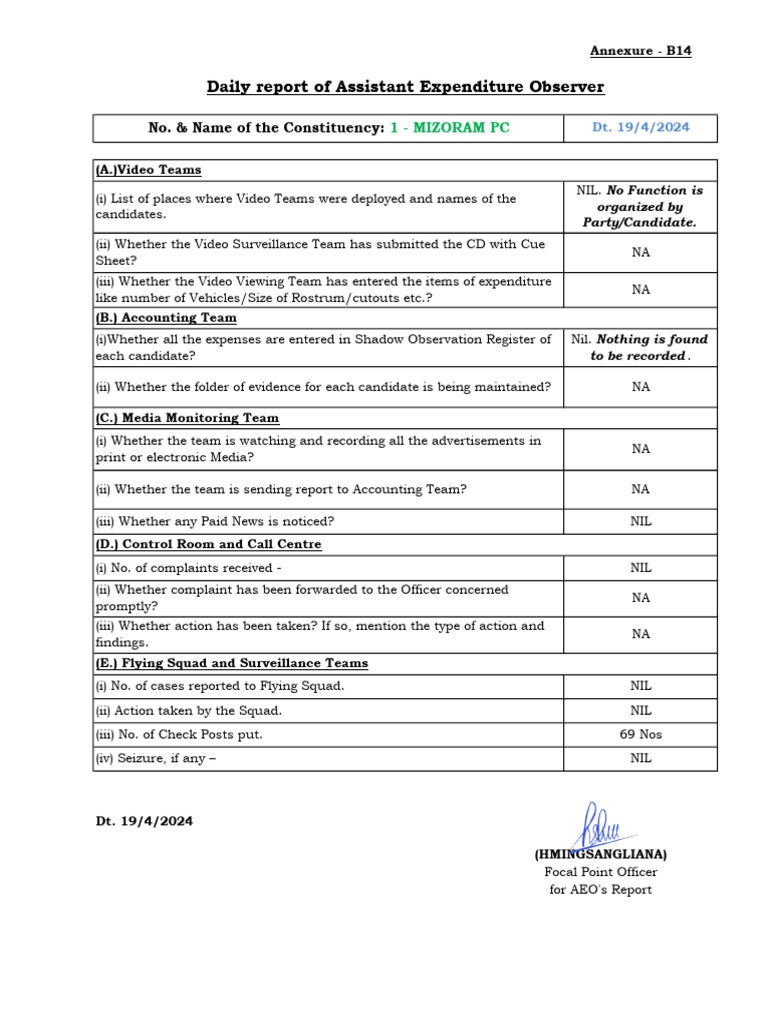 19 April AEO Report | PDF