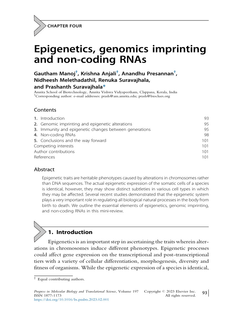 Chapter-Four---Epigenetics--genomics-im_2023_Progress-in-Molecular-Biology-a | PDF | Epigenetics ...
