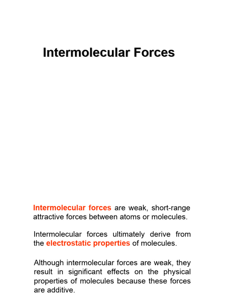 Intermolecular Forces | PDF | Intermolecular Force | Properties Of Water