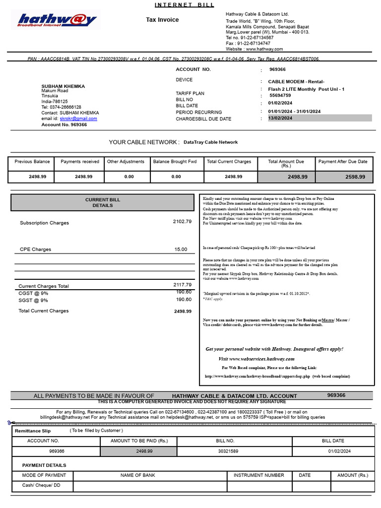 Bill Jan | PDF | Payments | Cheque