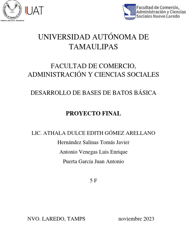 Proyecto Final | PDF | Bases de datos | Servidor SQL de Microsoft