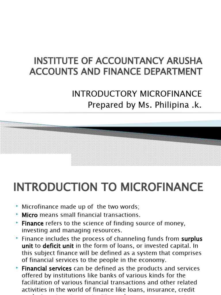 INTRODUCTORY MICROFINANCE | PDF | Microfinance | Loans