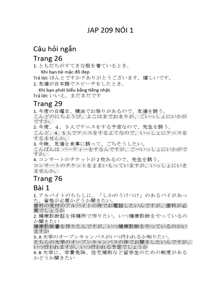 Jap 209 Nói 1 | PDF