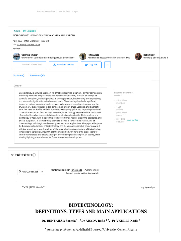 (PDF) Biotechnology - Definitions, Types and Main Applications | PDF ...