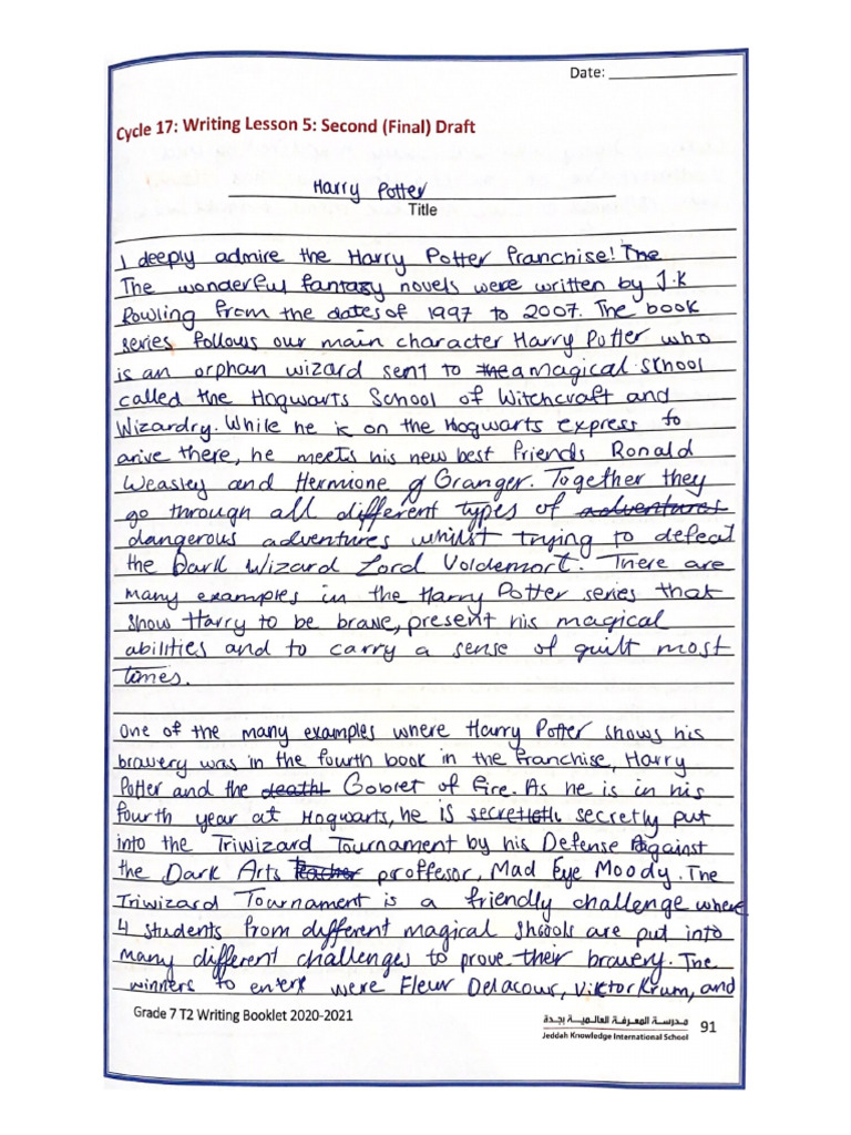 17 Writing Lesson 5 Second (Final) Draft | PDF