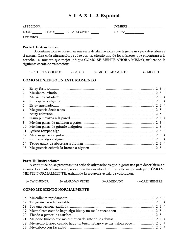 Staxi 2 SP | PDF | Ira | Temperamento