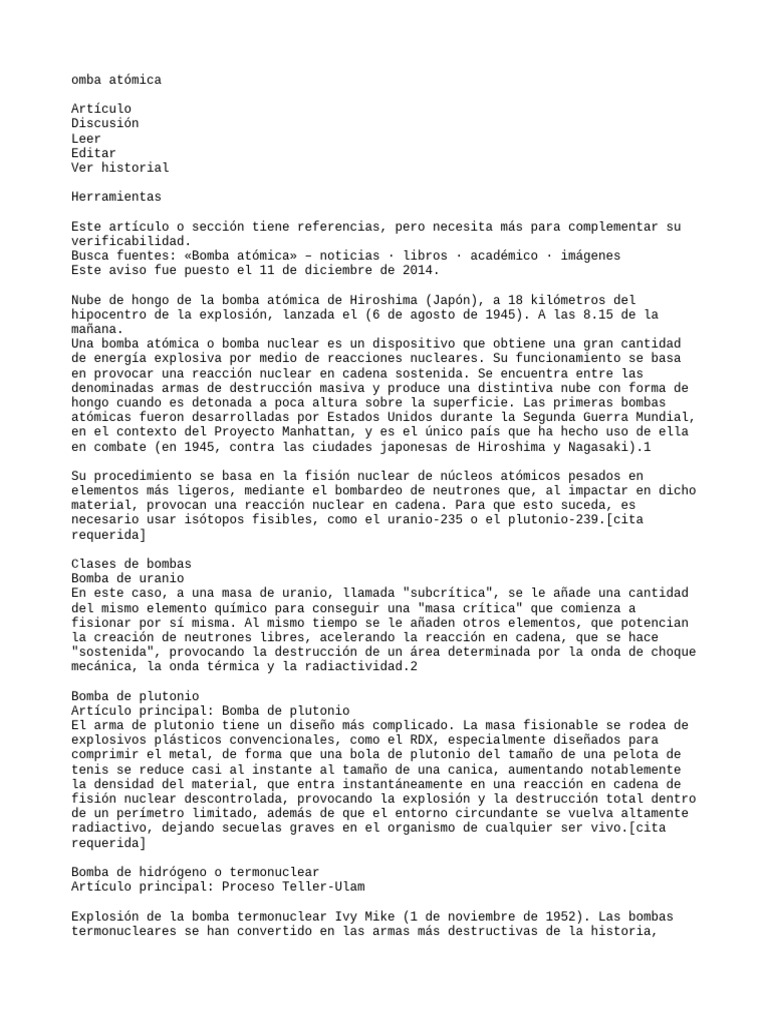 Tipos y efectos de la bomba atómica | PDF | Armas nucleares | Armas de ...