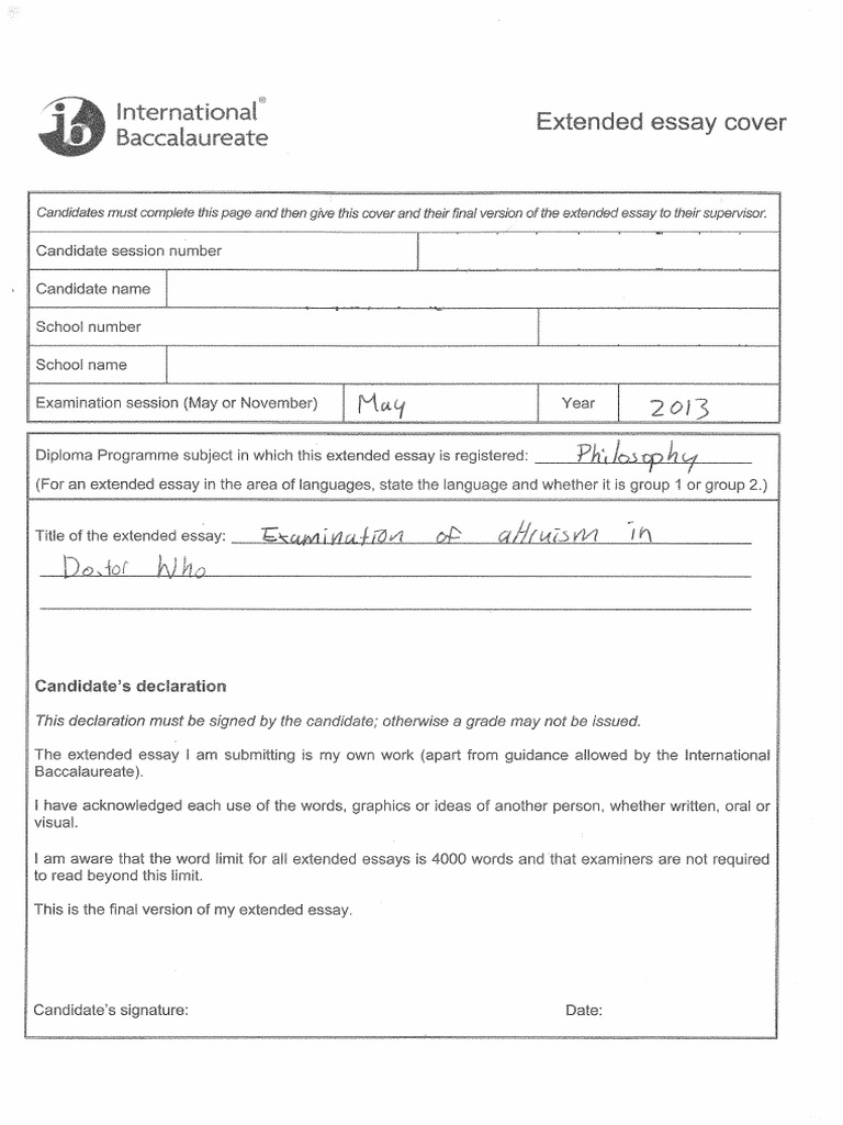 EESample A2013 | PDF | Altruism | The Doctor (Doctor Who)