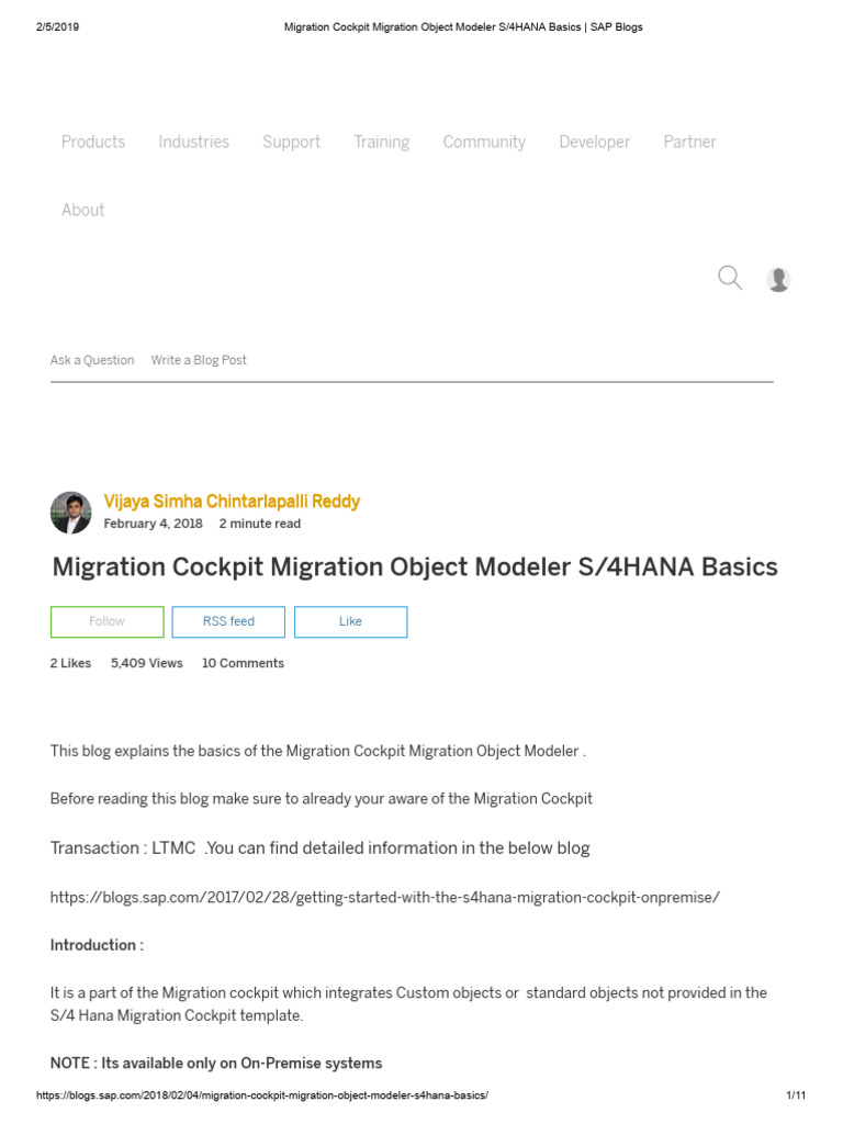 Migration Cockpit Migration Object Modeler S_4HANA Basics _ SAP Blogs | PDF | Information ...