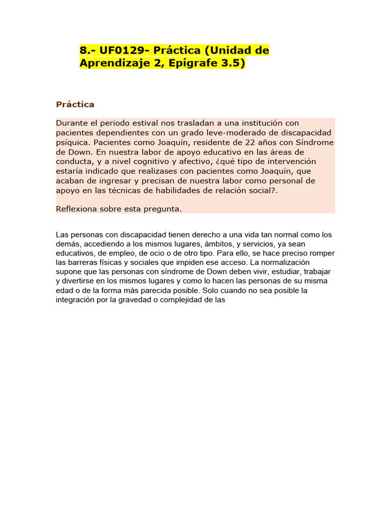 UF0129 - E3 Práctica Asociada Al CE1.2 (Unidad de Aprendizaje 1, Epígrafe 3.5.2) | PDF
