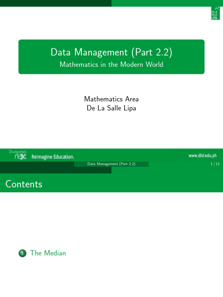 Data Management - Part 2.2 | PDF | Median | Analysis