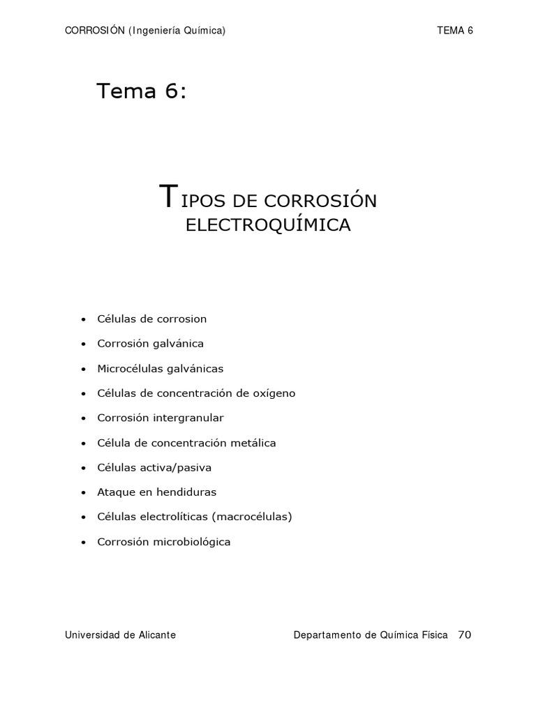 Corr Tema 6 | PDF | Corrosión | Cloruro