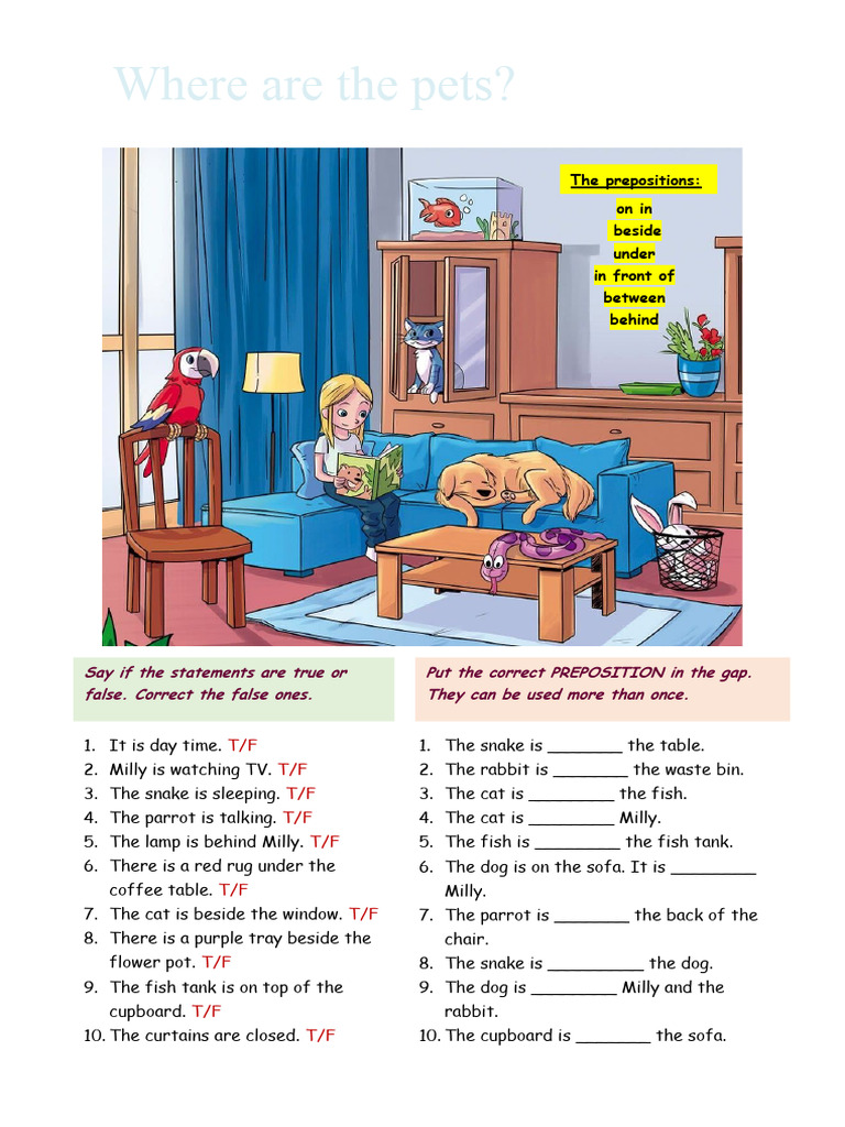 Preposition of Place - Worksheet | PDF