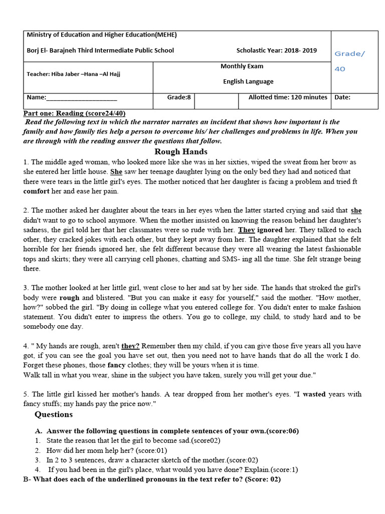 Importance of Family Grade 7 8 | PDF | Essays