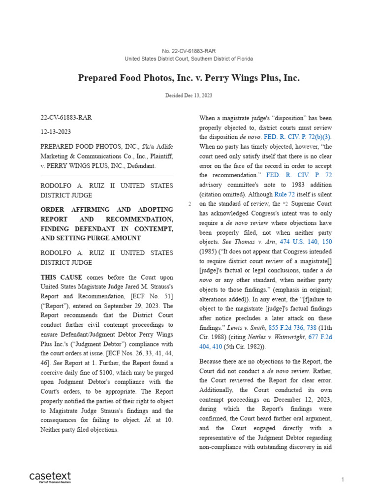 Court Finds Perry Wings in Contempt | PDF | Judgment (Law) | Contempt ...