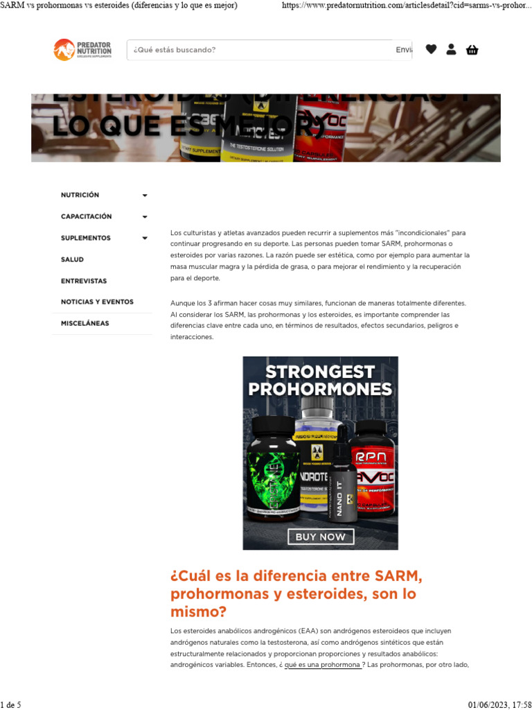 SARM Vs Prohormonas Vs Esteroides (Diferencias y Lo Que Es Mejor) | PDF ...