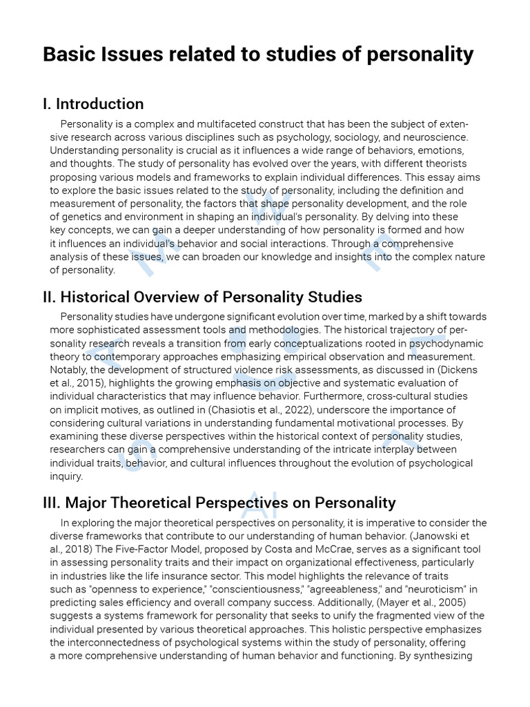 Personality Study Essentials | PDF | Methodology | Psychology