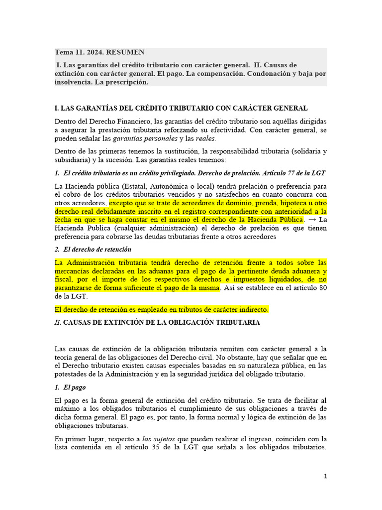 Tema 11.RESUMEN | PDF | Estatuto de limitaciones | Pagos