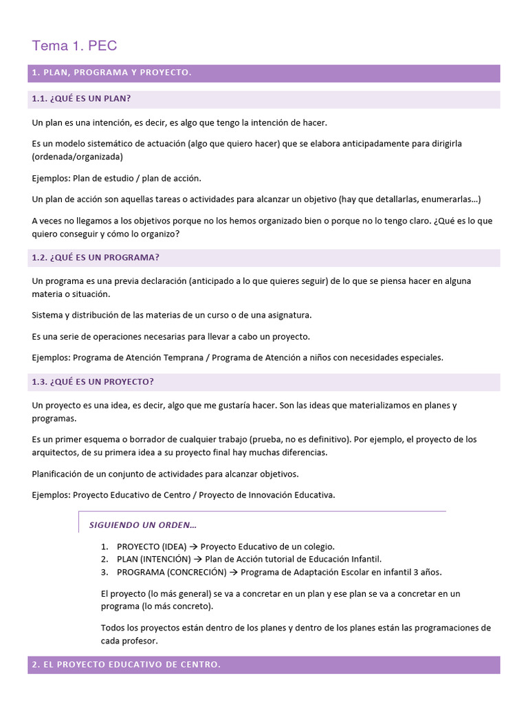Plan, Programa y Proyecto Educativo | PDF | Plan de estudios | Maestros