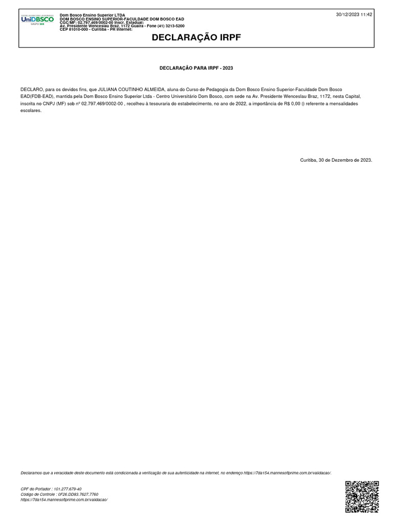 Declaracao Irpf 2022 | PDF