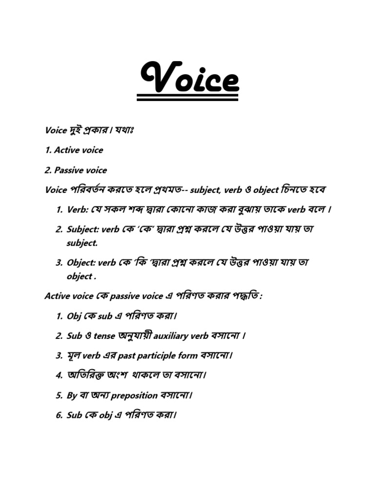 Voice | PDF | Verb | Grammatical Tense