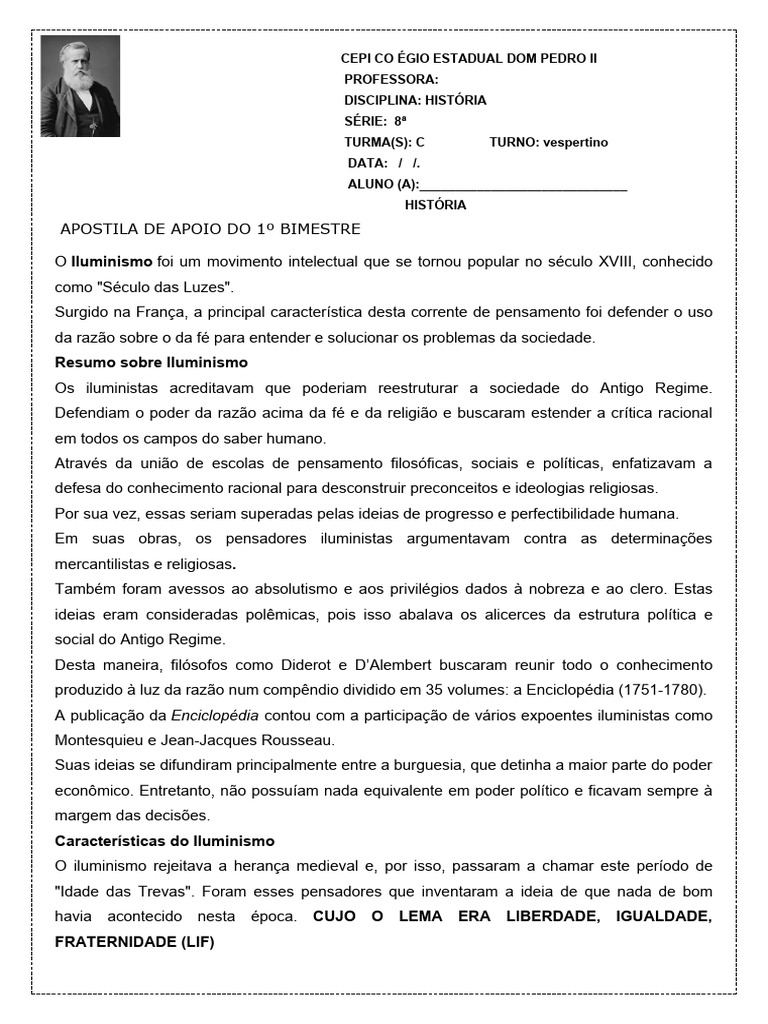 Iluminismo Revolução Inglesa E Industrial 8º Ano Pdf Iluminismo