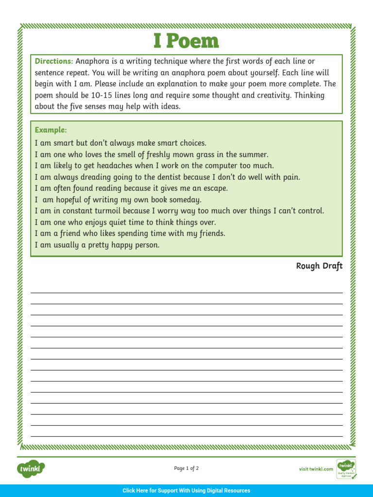 Anaphora Poem: I Am Statements | PDF | Self-Improvement | Poetry