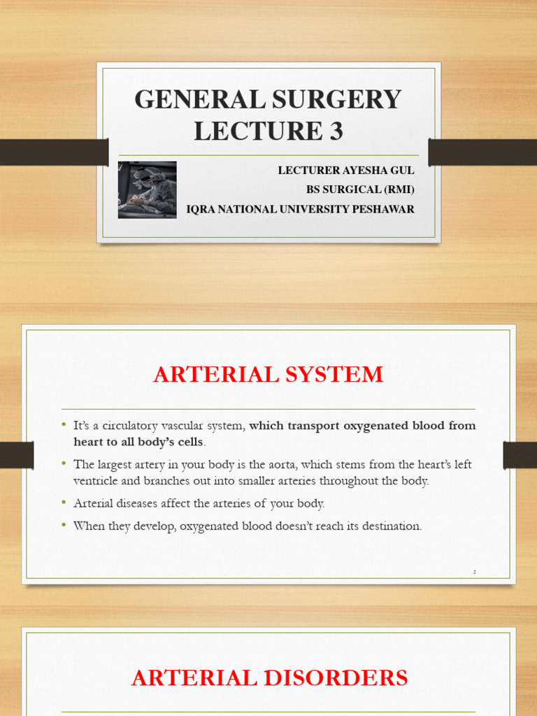 Lecture 3 General Surgery | PDF | Artery | Thrombosis