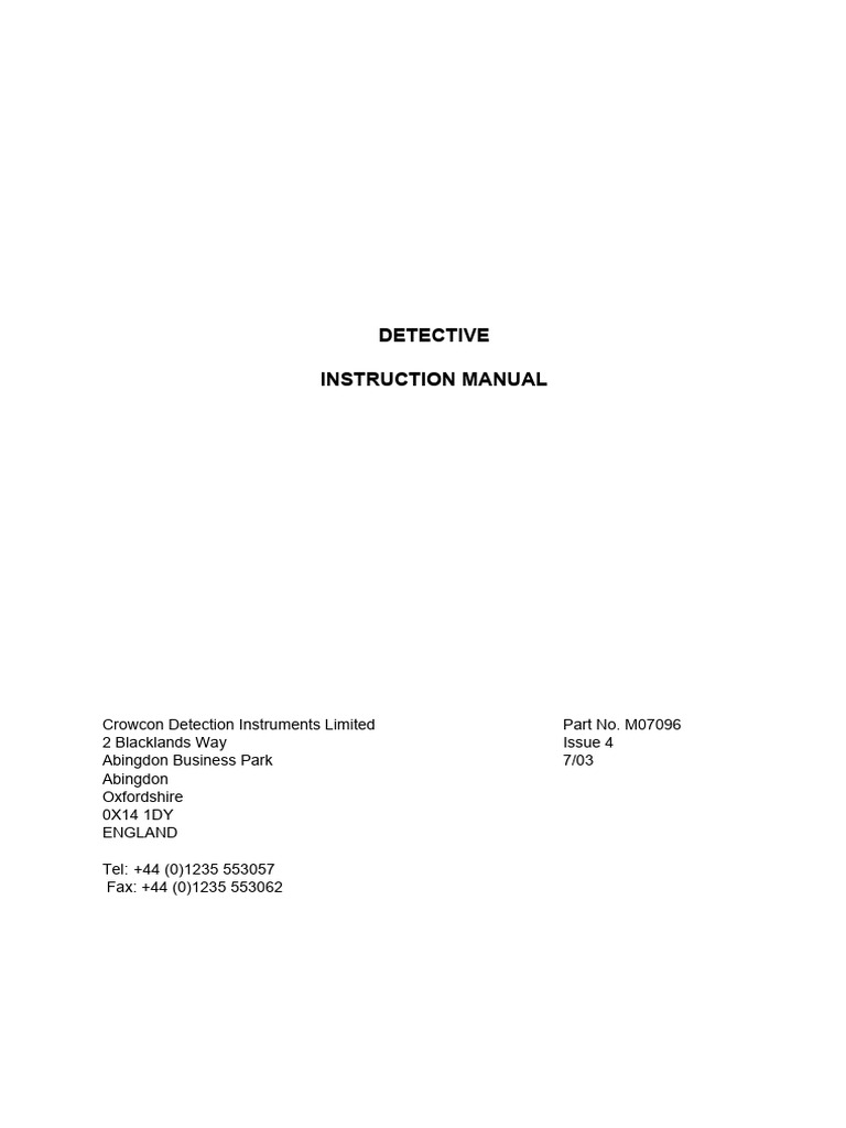 Crowcon Detective | PDF | Electrical Connector | Ac Power Plugs And Sockets