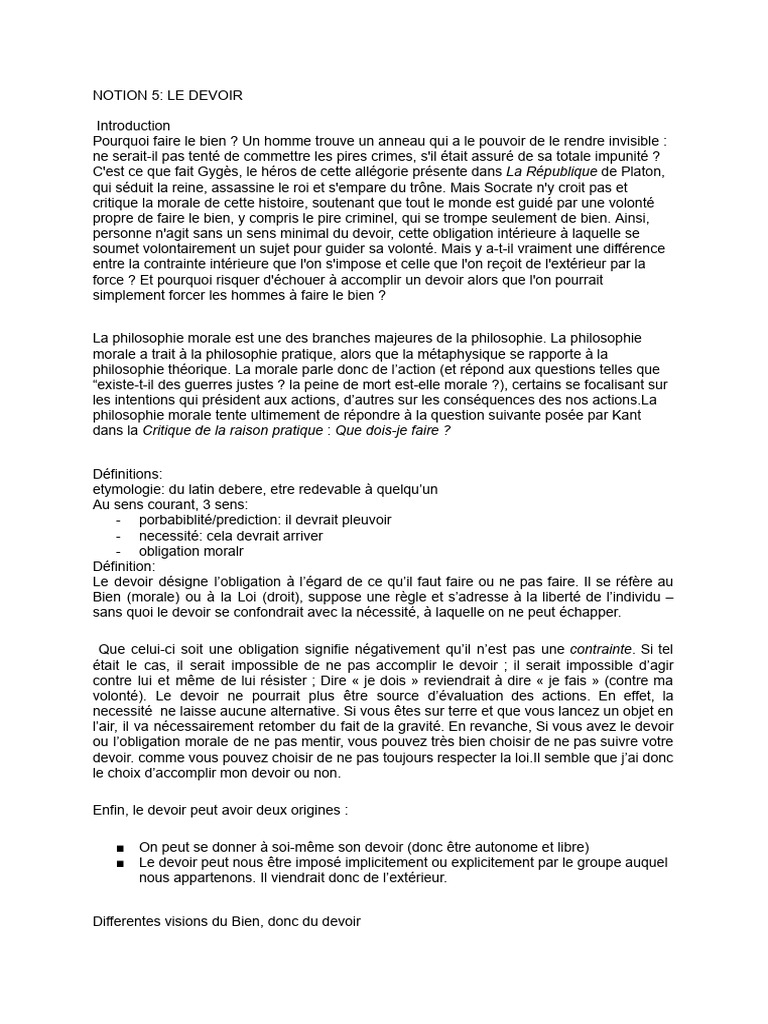 Le Devoir : Perspectives Philosophiques | PDF | Emmanuel Kant | Moralité