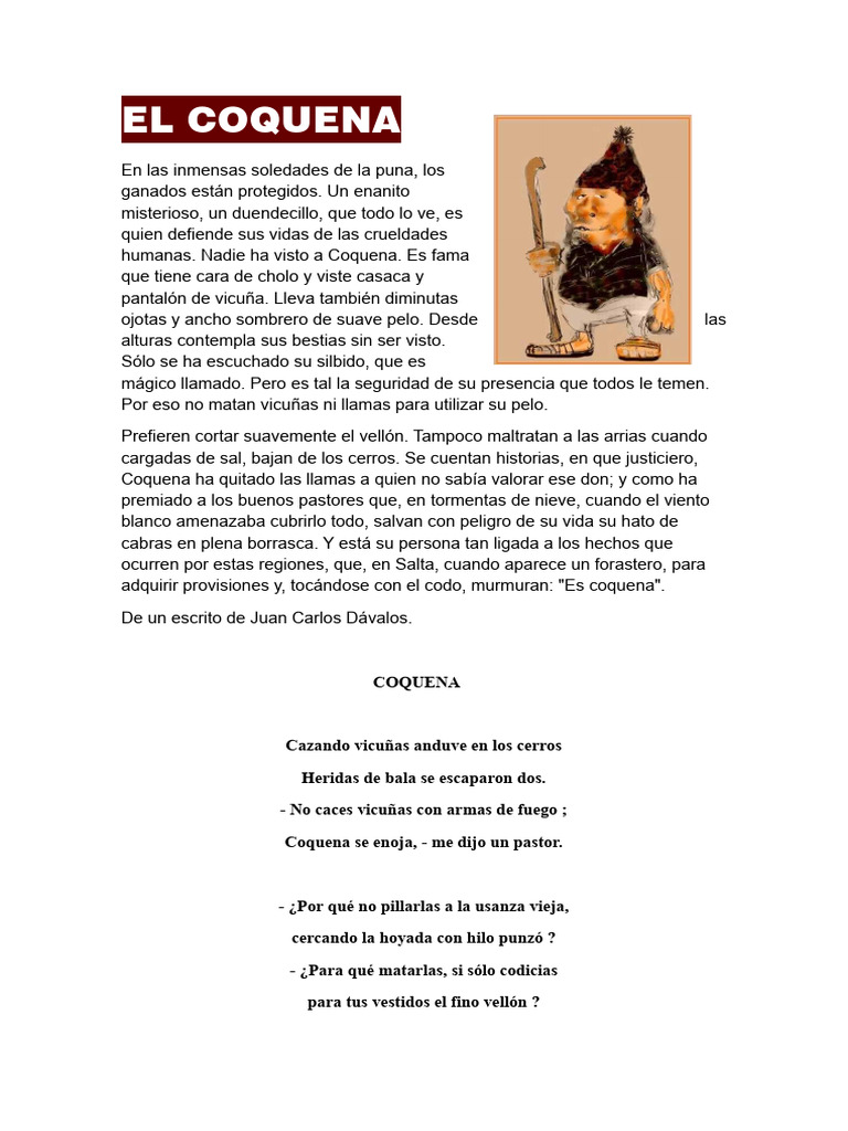 La leyenda del Coquena en Salta | PDF