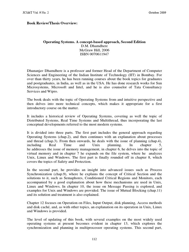 Operating Systems A Concept Based Approa | PDF | Operating System | Kernel (Operating System)