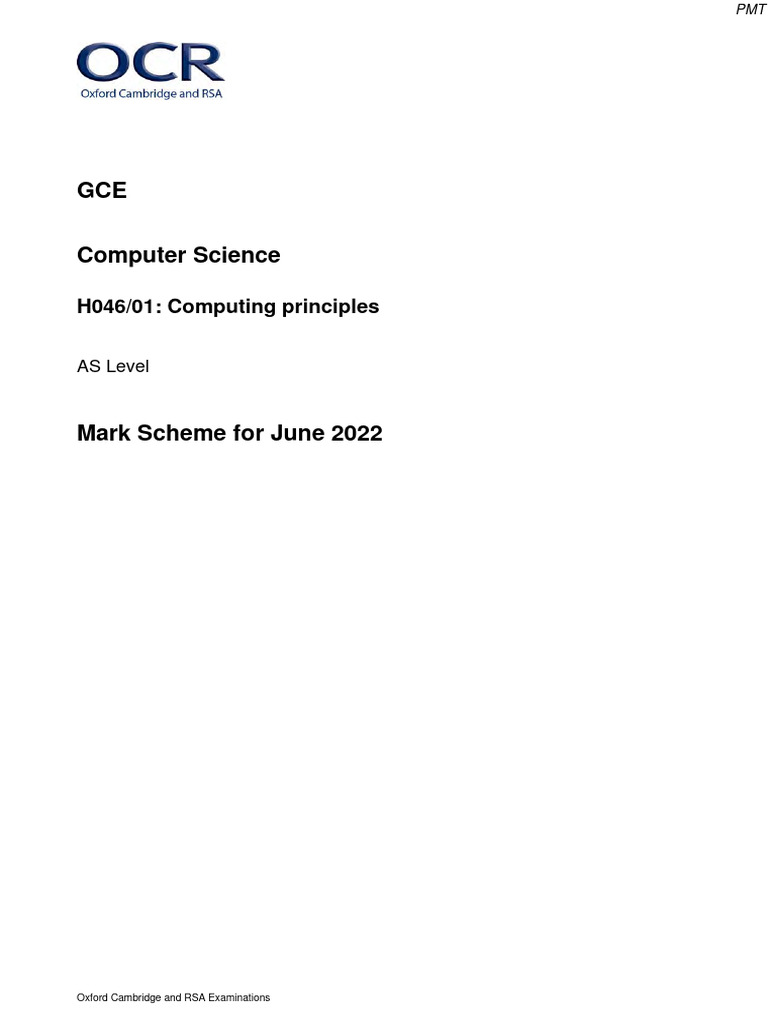 June 2022 MS - Paper 1 OCR Computer Science AS-level | PDF | Proprietary Software | Open Source