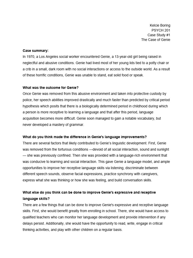 Genie's Language Development Case Study | PDF | Behavioural Sciences ...