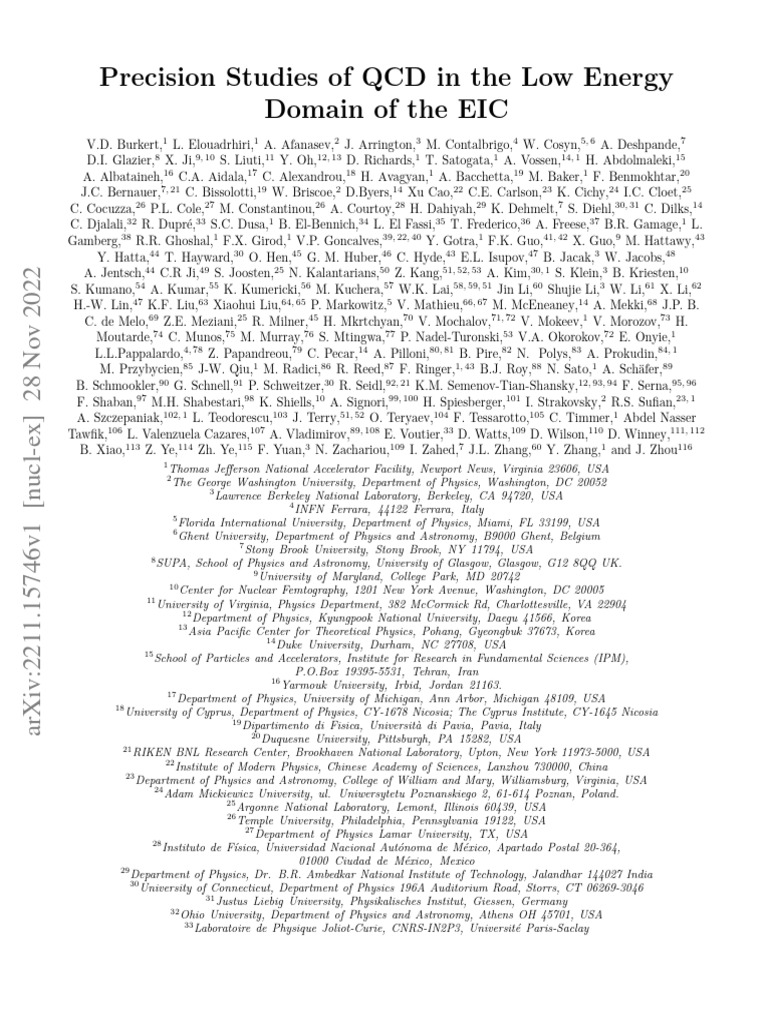 Precision Studies of QCD in The Low Energy Domain of The EIC | PDF | Quark | Quantum Chromodynamics