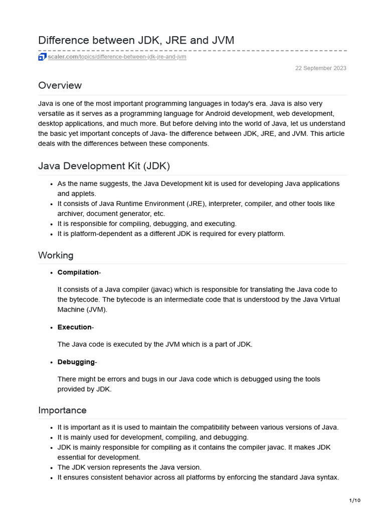 Difference Between Jdk Jre And Jvm Pdf Java Virtual Machine Java