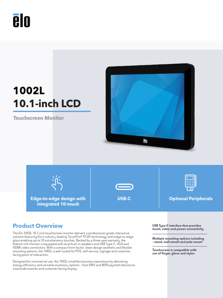 Elo__1002L | PDF | Computer Monitor | Hdmi