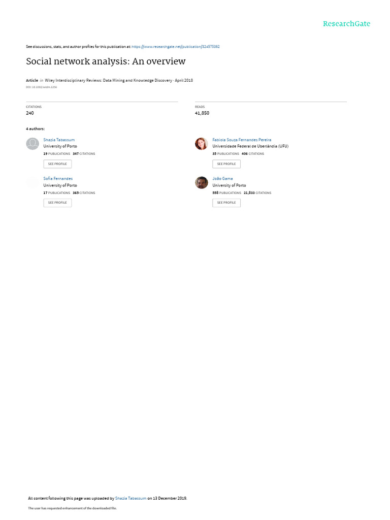 Social Network Analysis An Overview Pdf Matrix Mathematics