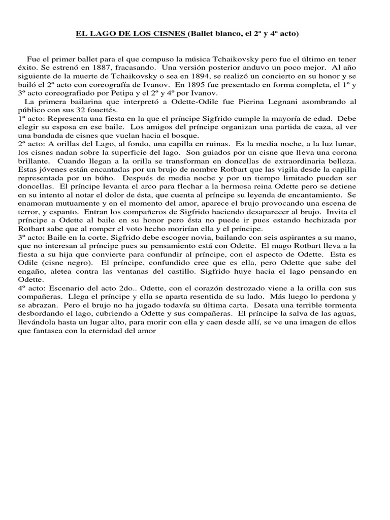 El Lago de Los Cisnes Clasico | PDF | Arte | Poesía