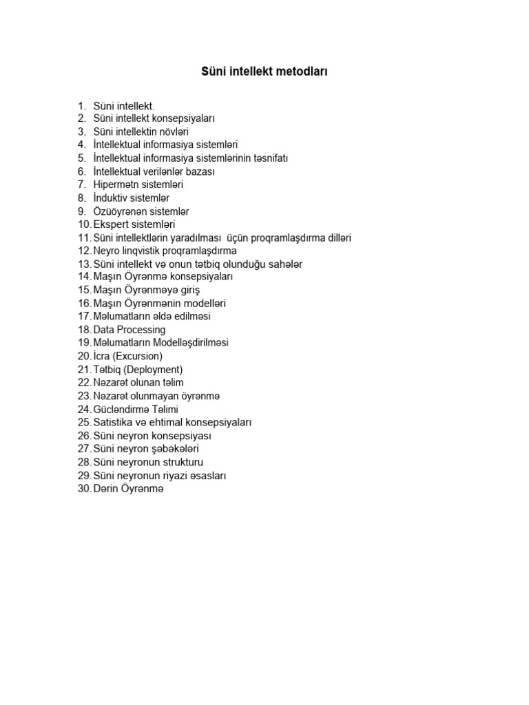 Süni Intellekt Metodları | PDF