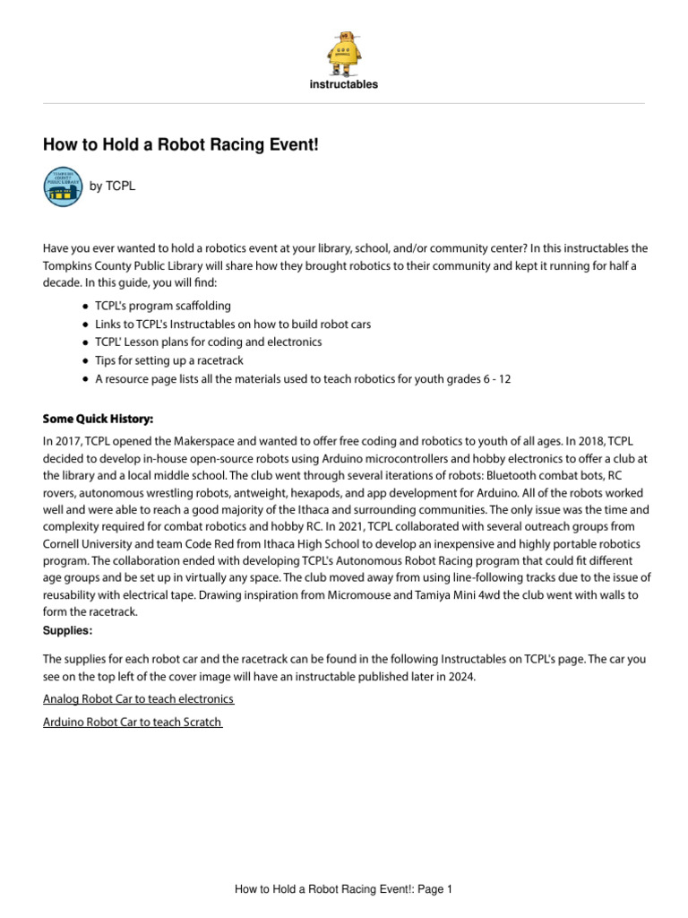 How To Hold A Robot Racing Event | Download Free PDF | Robot | Robotics