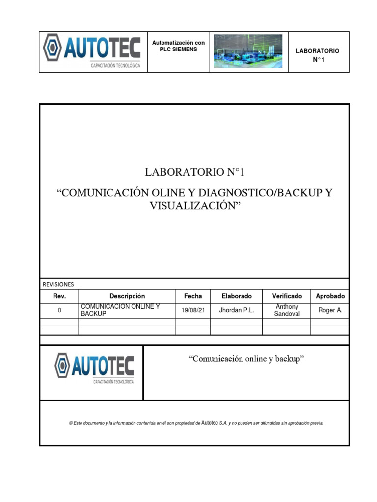 Laboratorio 01 Backup Online-Y-Diagnostico | PDF | Apoyo | Controlador ...