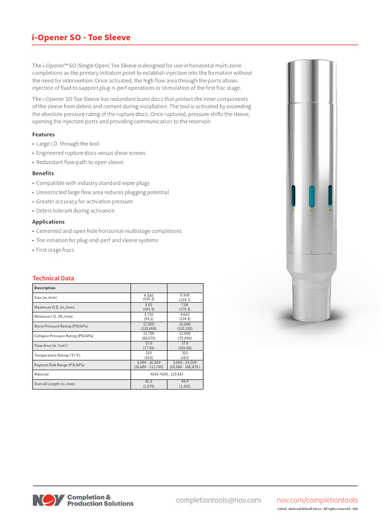 I-Opener-So-Toe-Sleeve-Data Sheet | PDF | Chemical Engineering ...
