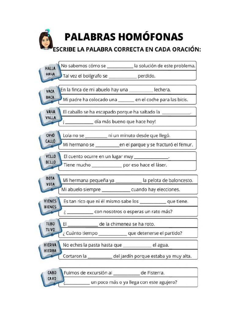 Ficha de Palabras Homofonas - 5to | PDF